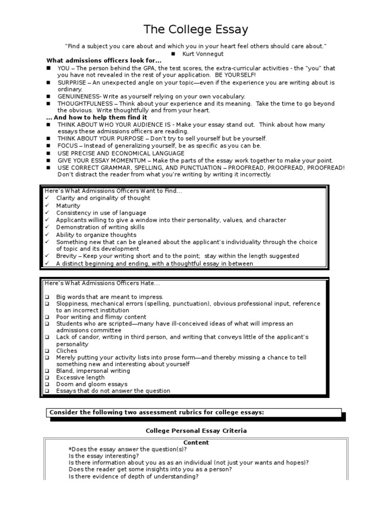 The College Essay Rubric | Download Free PDF | Proofreading | Essays