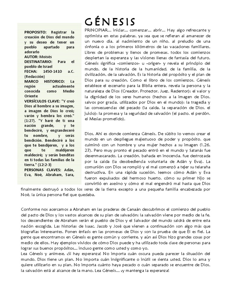 01 Génesis | PDF | Libro del Génesis | Textos que han sido atribuidos a ...