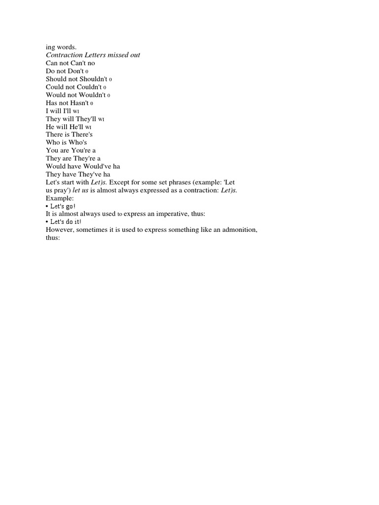 Contraction Letters Missed Out: WI WI WI | PDF | Language Arts & Discipline