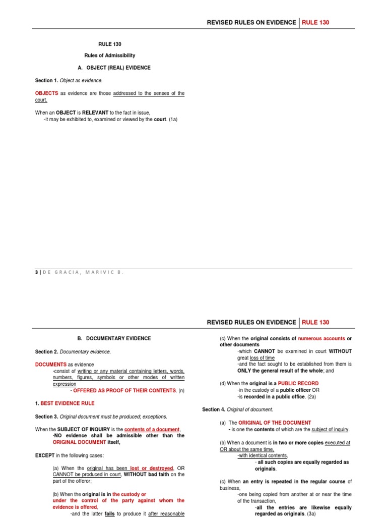 Rule 130 | PDF | Evidence (Law) | Witness
