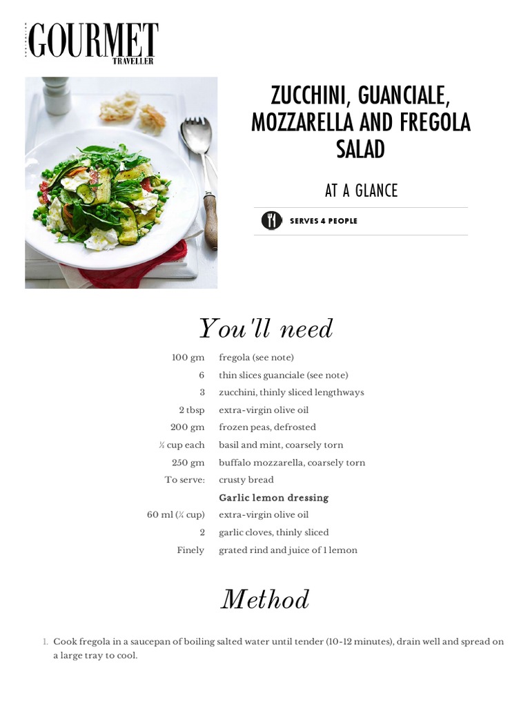 Fregola Salad with Zucchini and Guanciale | PDF | Cooking, Food & Wine ...