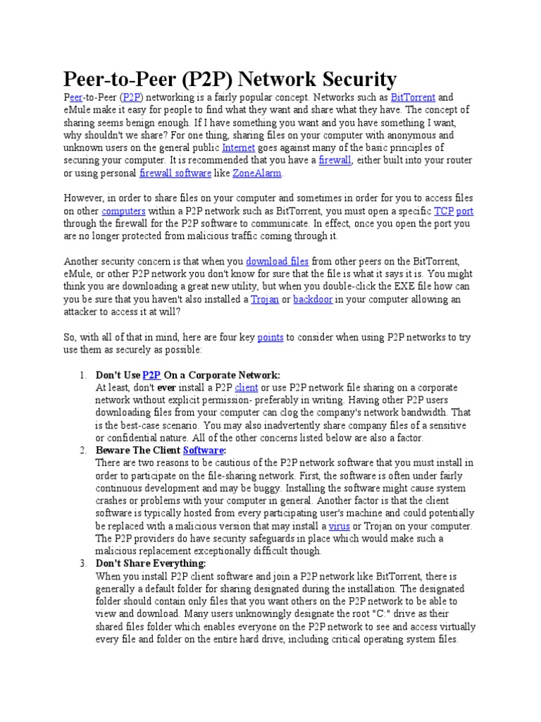 Peer To Peer Network Security | PDF | Peer To Peer | Computer Networking