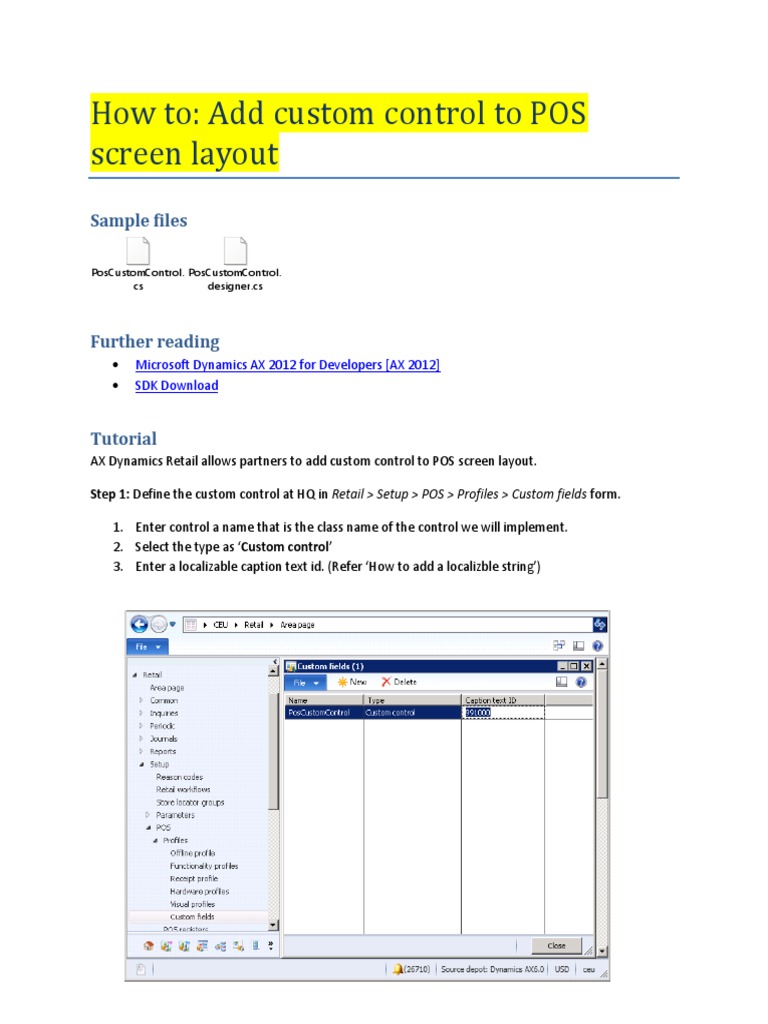 Adding Custom Controls to POS Layout | PDF | Point Of Sale | Ibm Pc ...