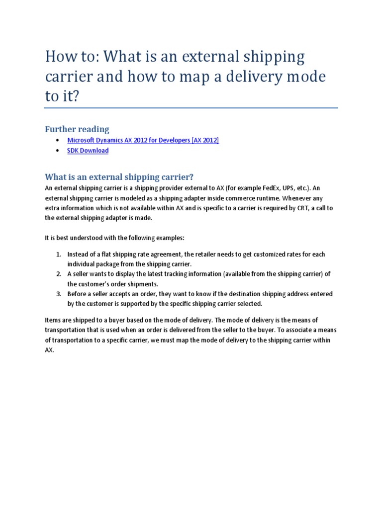 How To: What Is An External Shipping Carrier and How To Map A Delivery ...