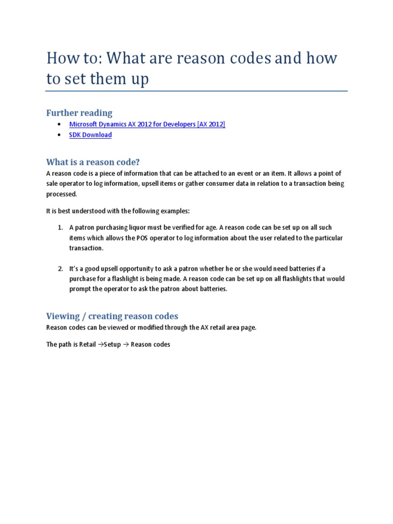 How To Setup Reason Codes | PDF | Point Of Sale | Retail