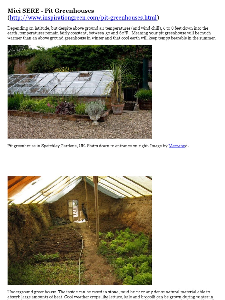 Mici SERE - Pit Greenhouses | PDF | Greenhouse | Environmental Design