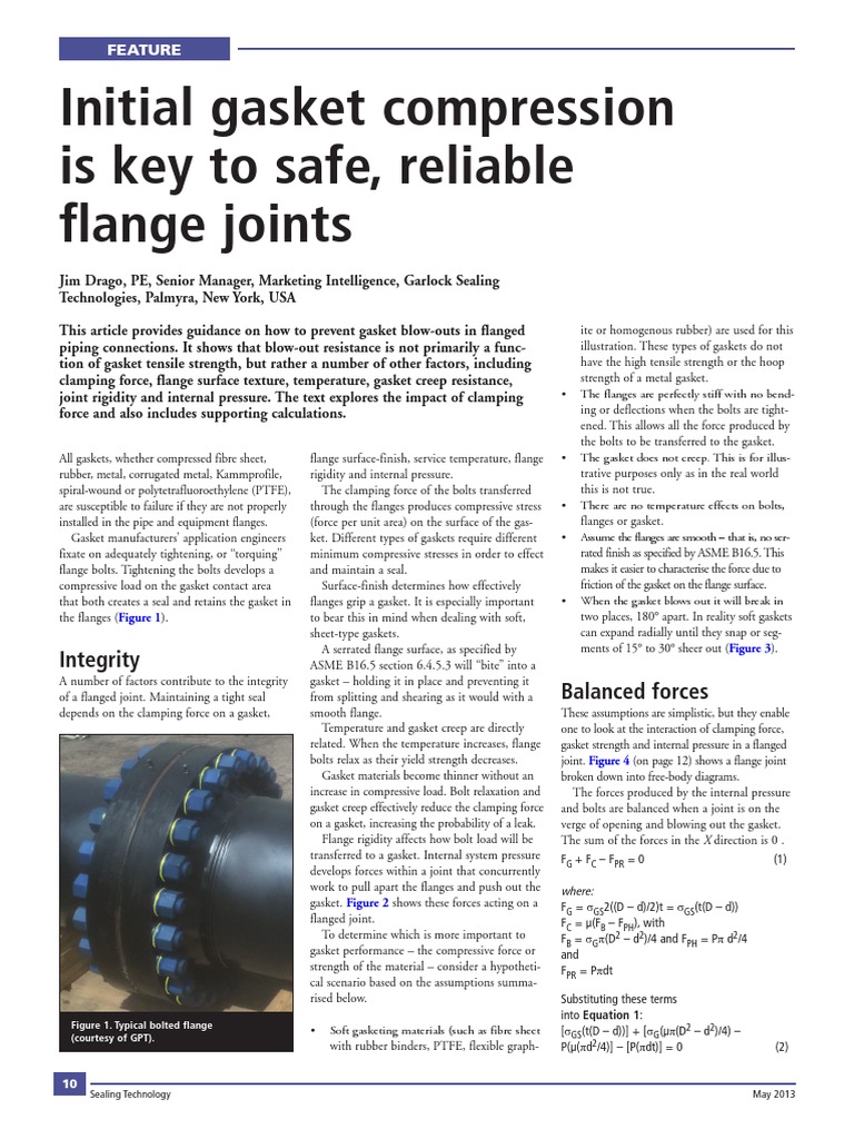 Initial Gasket Compression Is Key To Safe, Reliable Flange Joints | PDF ...