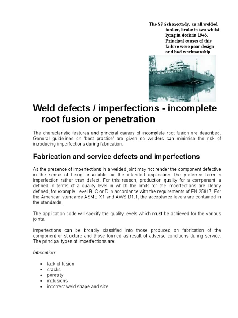 Root Causes and Prevention of Incomplete Root Fusion in Welded Joints ...