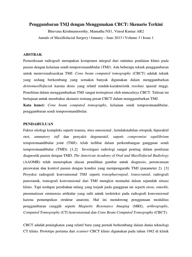 Gambaran TMJ Dengan CBCT Translate | PDF