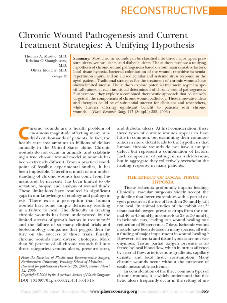 Chronic Wound Pathogenesis and Current Treatment | PDF | Ischemia ...