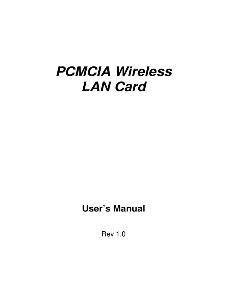 PCMCIA Wireless LAN Card: User's Manual | PDF | Wireless Access Point ...