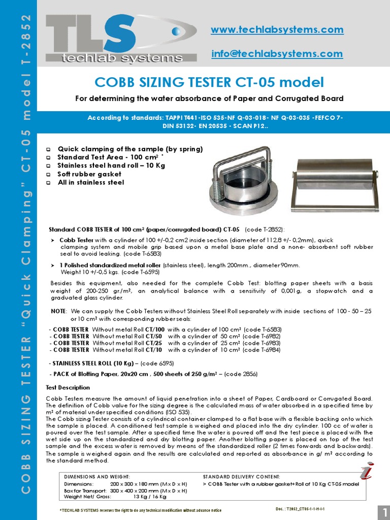 Cobb Tester Web | PDF | Kilogram | Nature