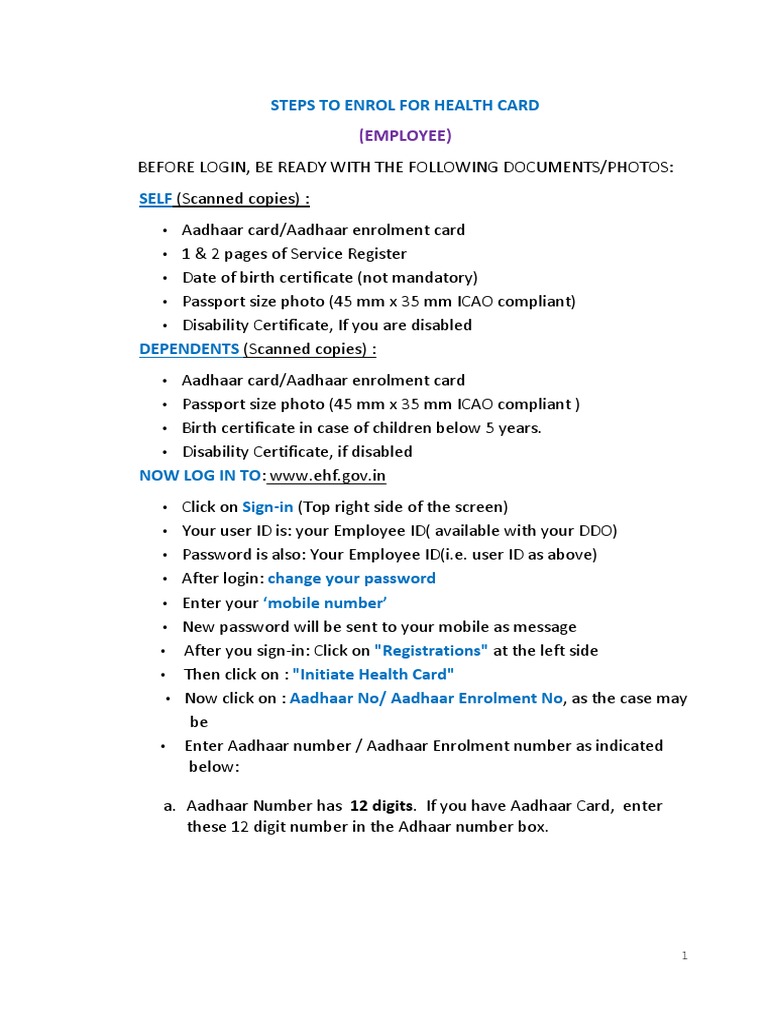 Employee Health Card Enroll Steps | PDF | Finance & Money Management ...