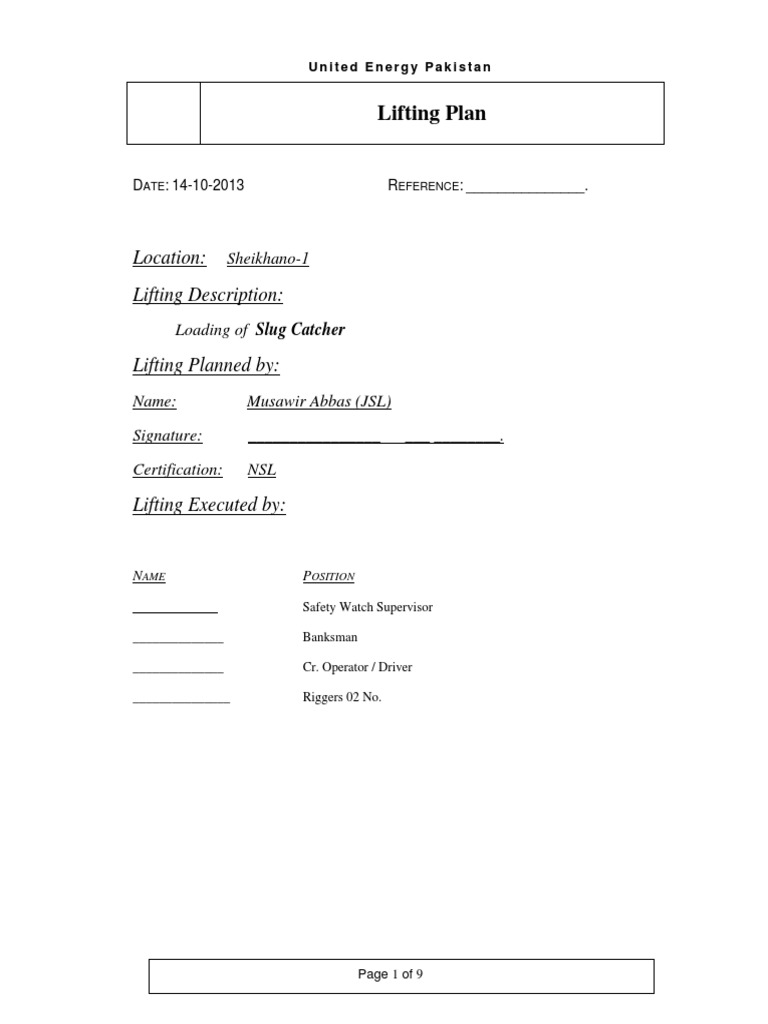 Revised-Lifting Plan For Loading of Slug Catcher at Sheikhano | PDF ...