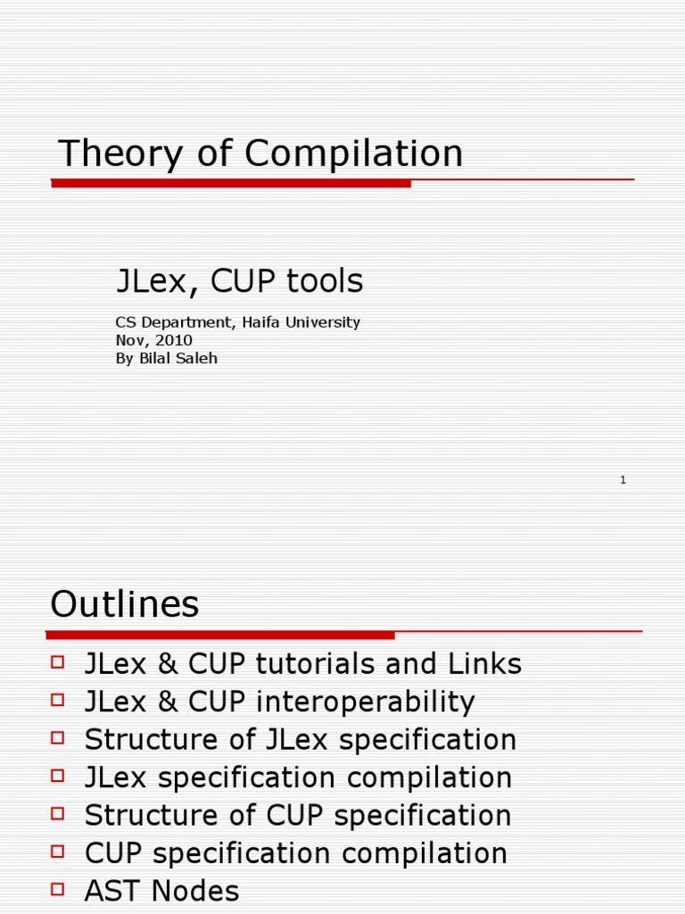 Theory of Compilation: Jlex, Cup Tools | PDF | Syntax | Grammar