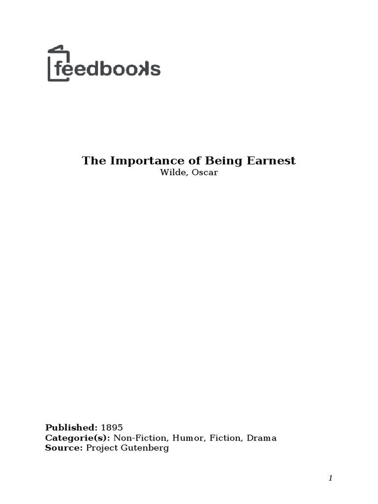 Oscar Wilde - The Importance of Being Earnest | PDF | The Importance Of ...