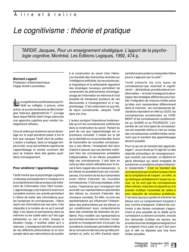 Cognitivisme | PDF | Pédagogie | Apprentissage