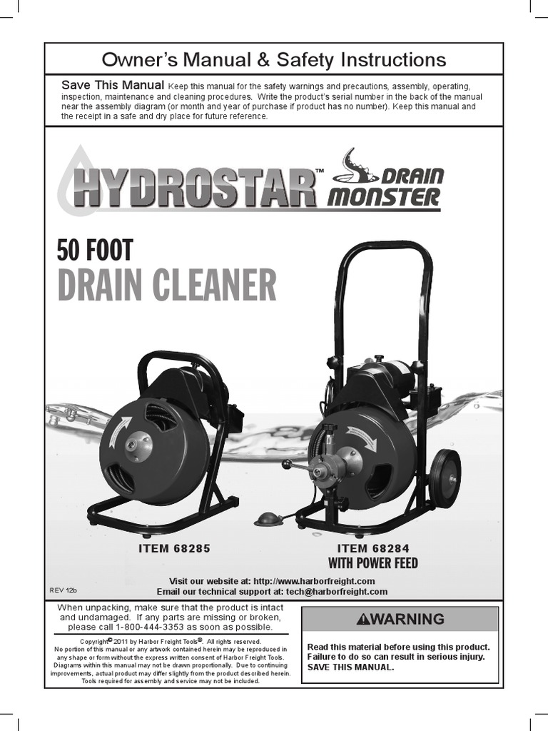 50 FT Drain Cleaner. | PDF | Personal Protective Equipment | Ac Power ...