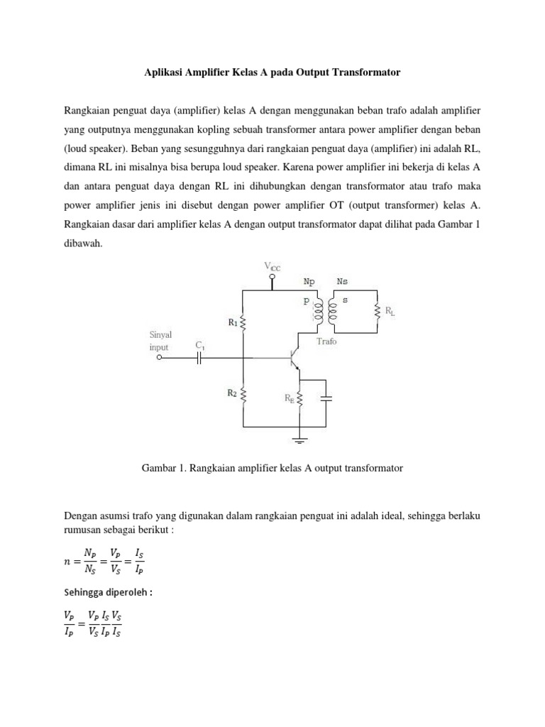 Aplikasi Amplifier Kelas A (Rangkaian Penguat Daya) | PDF | Sains ...
