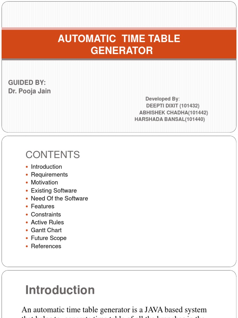 Automatic Timetable Generator Guide | PDF | Software | Areas Of Computer Science