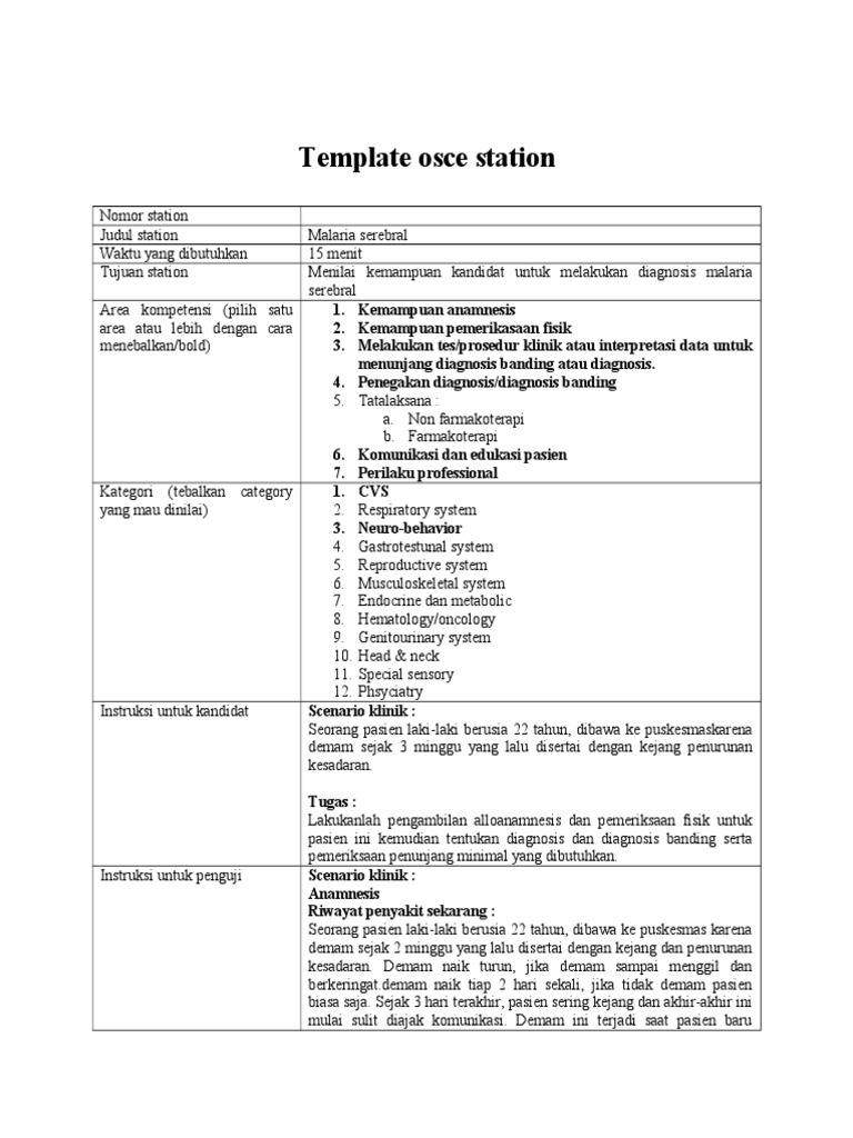 Template Osce Station | PDF