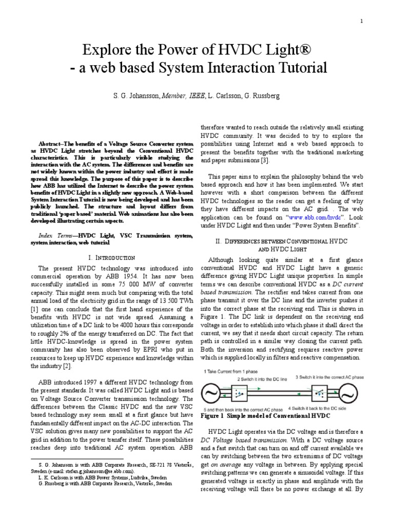 Explore The Power of HVDC Light® - A Web Based System Interaction ...