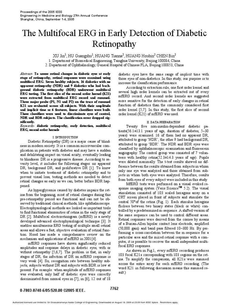 The Multifocal ERG in Early Detection of Diabetic Retinopathy | PDF ...