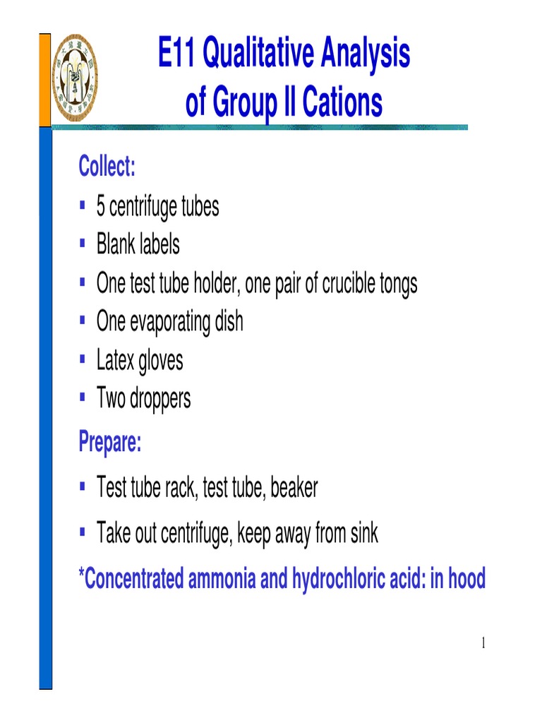 Qualitative Analysis of Cations | PDF | Chemical Elements | Chemical ...