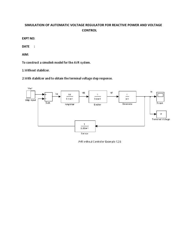 Simulation of Automatic Voltage Regulator For Reactive Power and ...