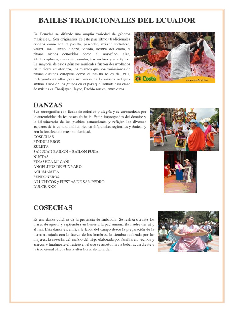 Bailes Tradicionales Del Ecuador | Descargar gratis PDF | Bailes | Ecuador