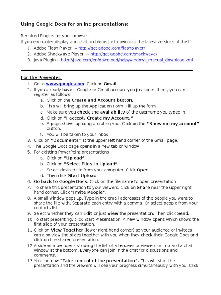 Presenting with Google Docs Online | PDF | Google | Web Browser