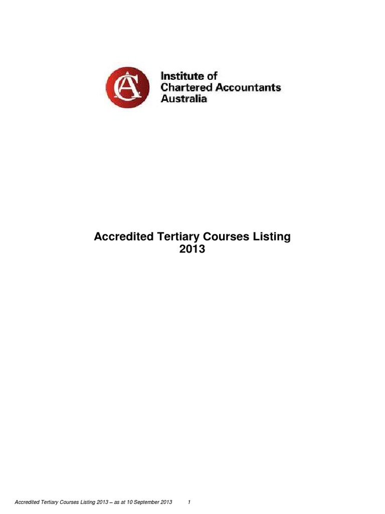 Accredited Tertiary Courses Listing 2013 - As at 10 September 2013 1 | PDF