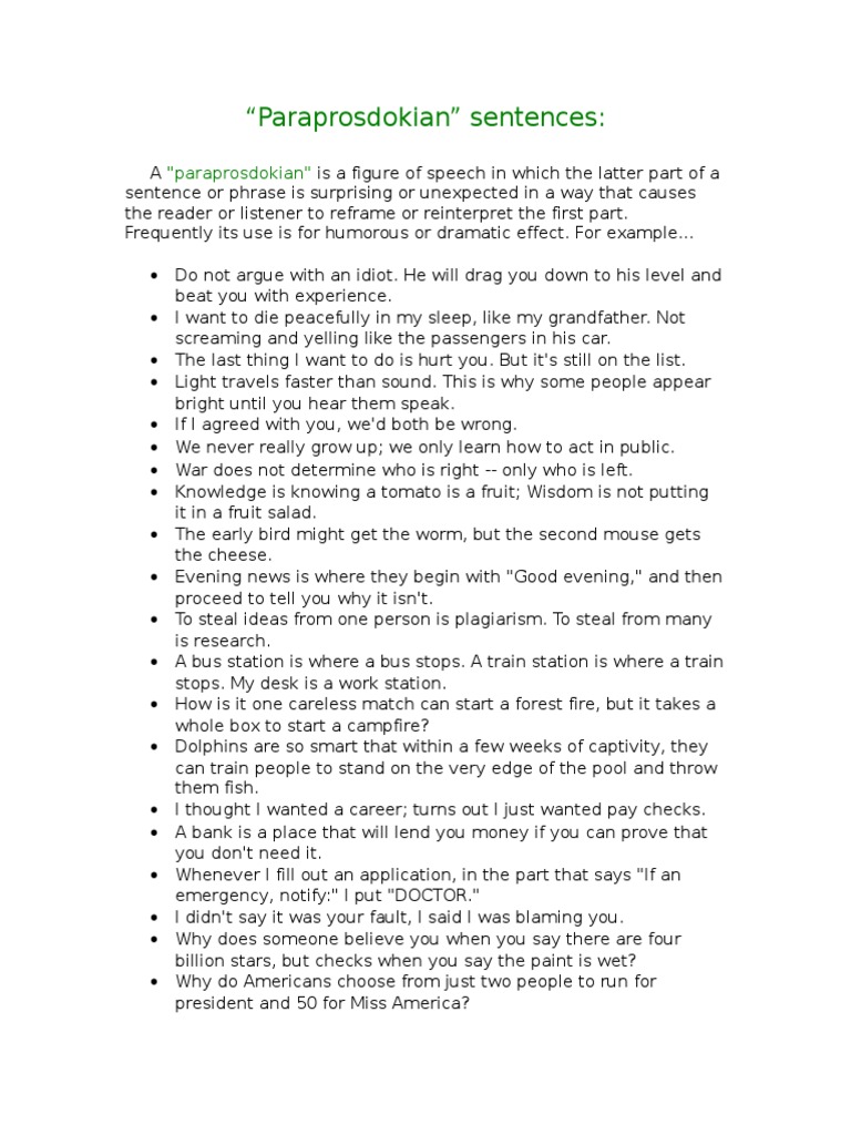 Paraprosdokian | PDF | Language Arts & Discipline | Home & Garden