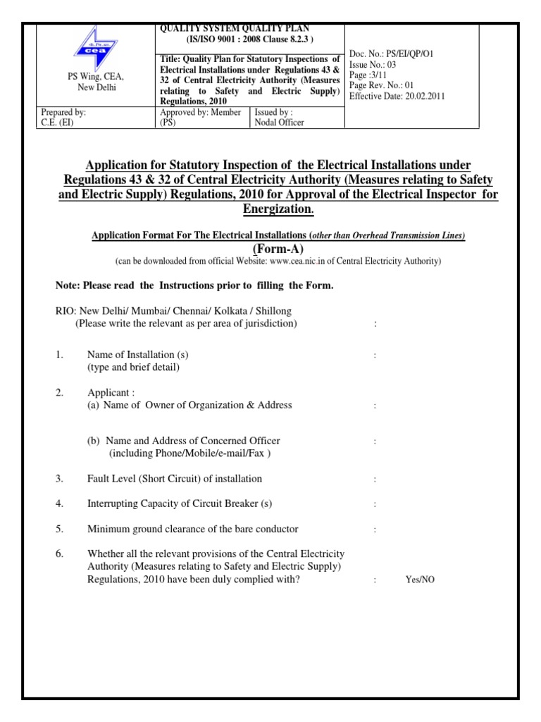 CEA FORM - A (1) | Safety | Engineering