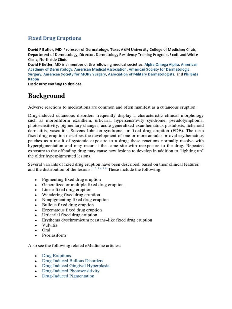 Fixed Drug Eruptions | PDF | Dermatology | Cutaneous Conditions