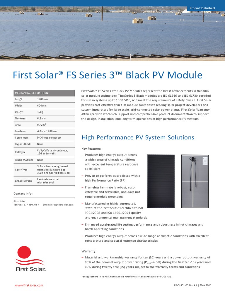 01 - First Solar Datasheet - Annexure A1 | PDF | Photovoltaics | Solar ...