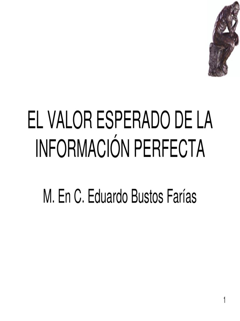 El Valor Esperado de La Informacion Perfecta PDF | PDF | Toma de decisiones | Probabilidad