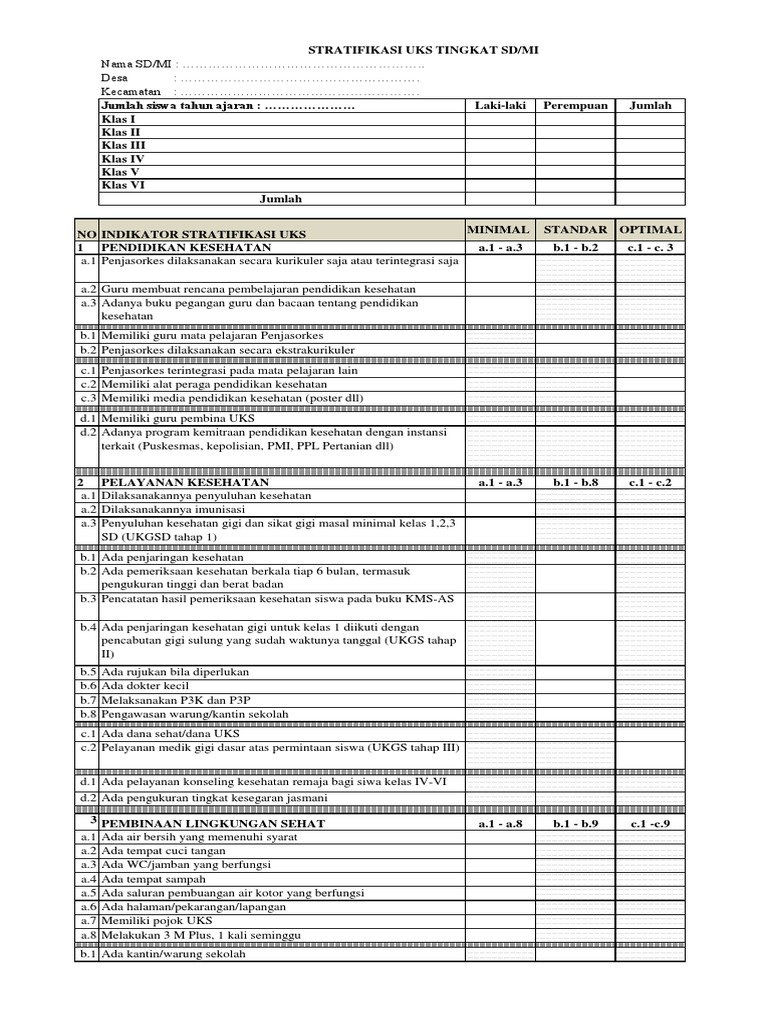 Form Penilaian Lomba Uks | PDF