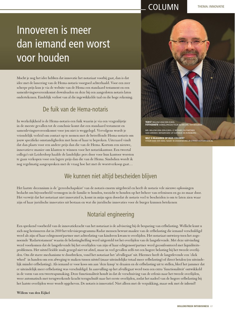 Column Willem Van Den Eijkel Verhees Notarissen de Fuik Van de Hema-Notaris | PDF