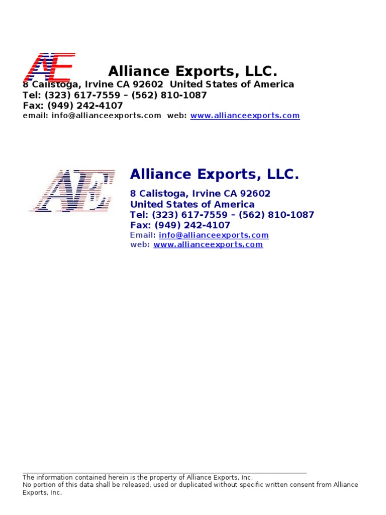 Alliance Exports, LLC Contact Information | PDF | Business