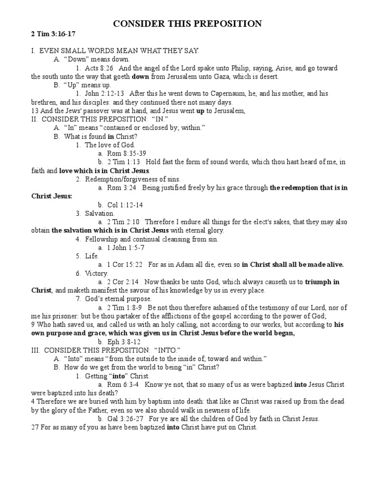 Consider This Preposition - Outline and Sermon by Charles A. Yawn | PDF ...