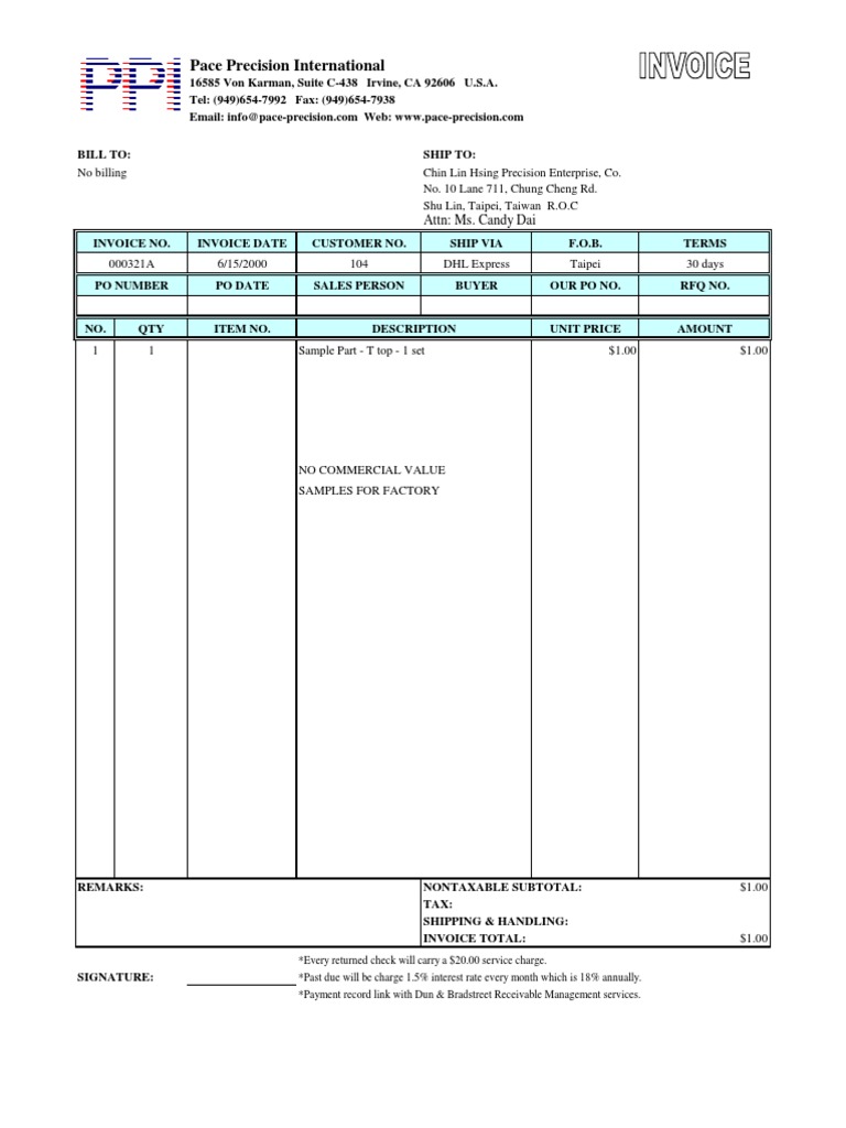 PPI Sample Invoice | PDF | Business | Career & Growth