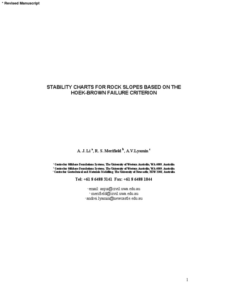 Stability Charts for Rock Slopes Analysis | PDF | Materials | Classical ...