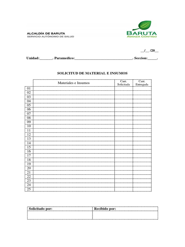 Solicitud de Material e Insumos | PDF | Tecnología e ingeniería