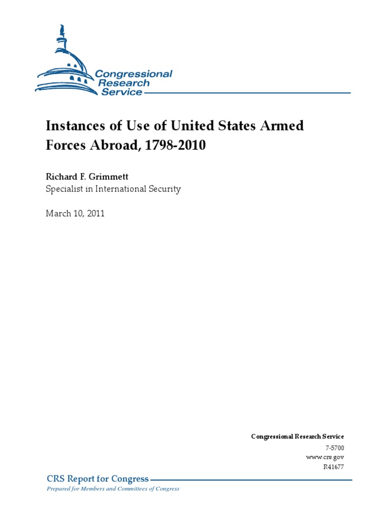 Instances of Use of United States Armed Forces Abroad, 1798-2010 ...
