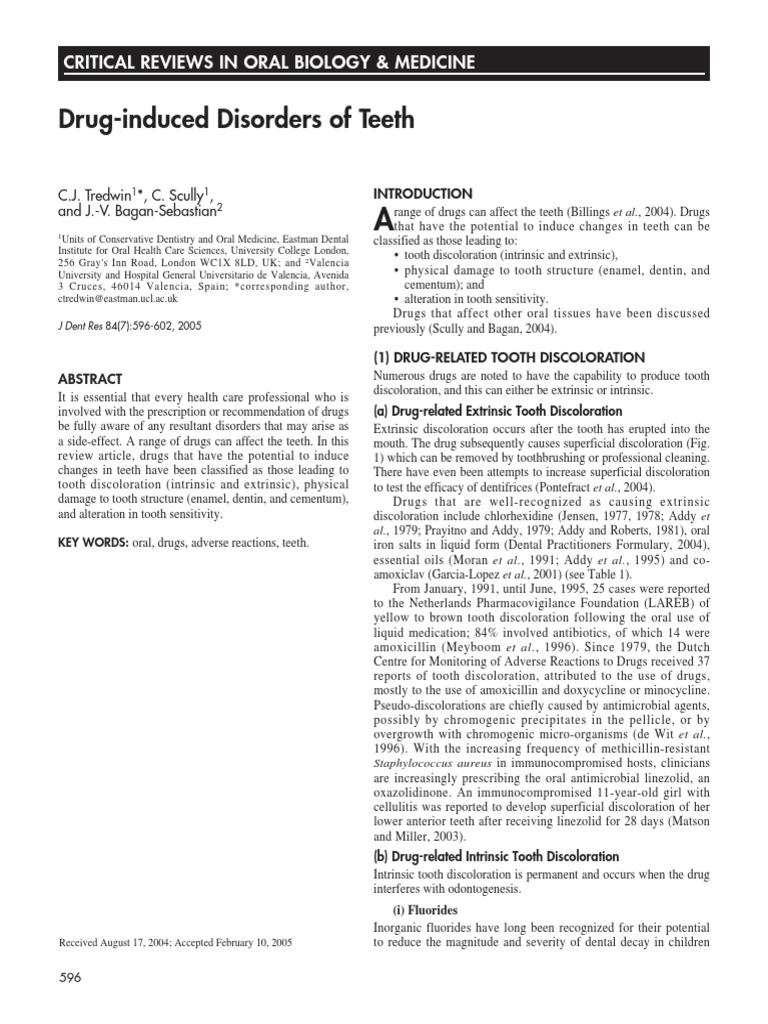 Drug-Induced Disorders of The Teeth | PDF | Tooth Enamel | Drugs