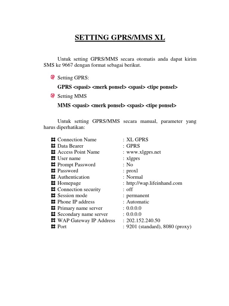 Setting GPRS XL | PDF