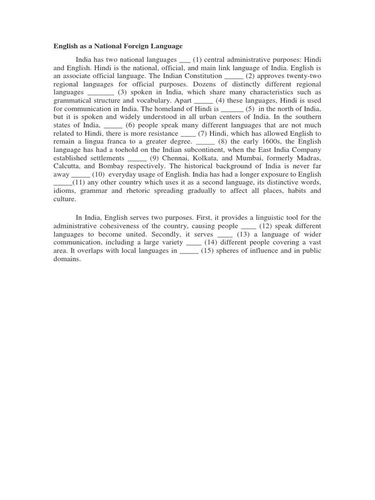 English As A National Foreign Language | PDF | Languages Of India ...