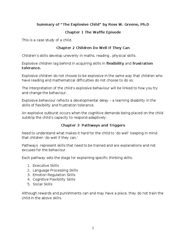Summary of The Explosive Child | PDF | Thought | Empathy