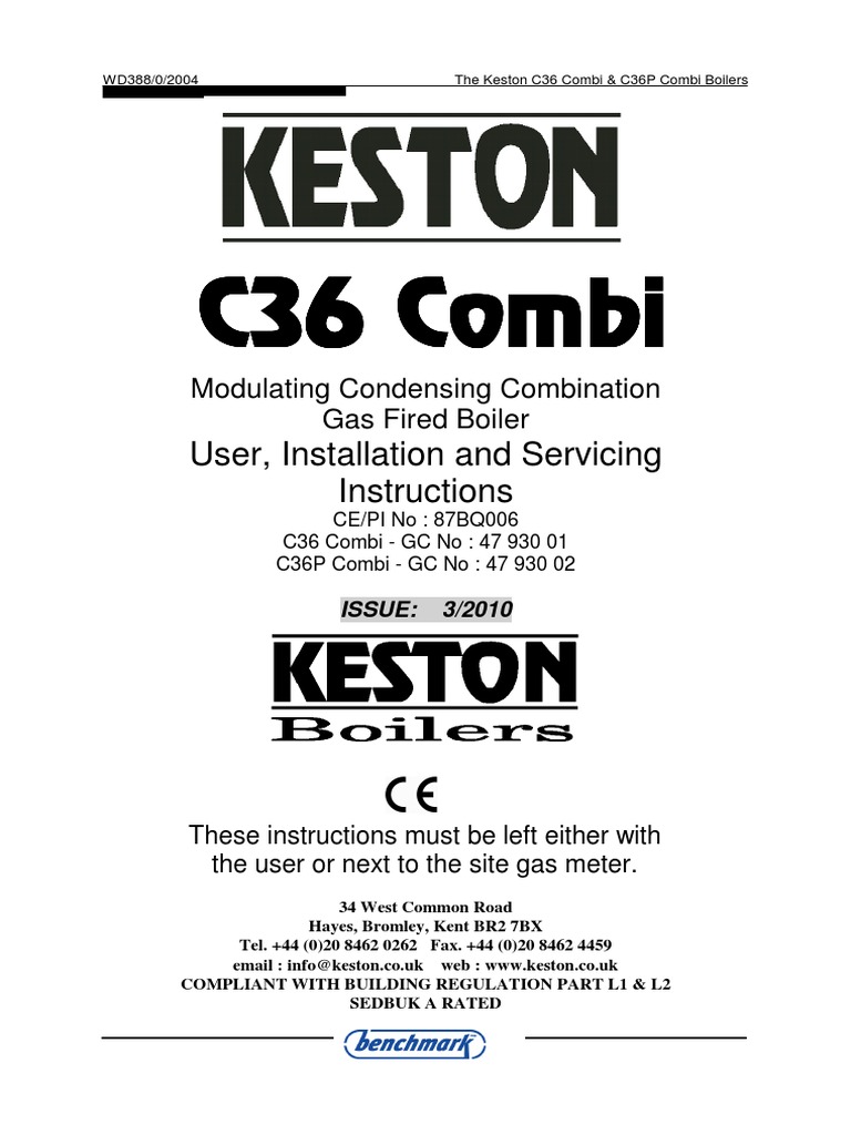 Keston C36 Combi Manual WD388!3!2010 | PDF | Water Heating | Boiler
